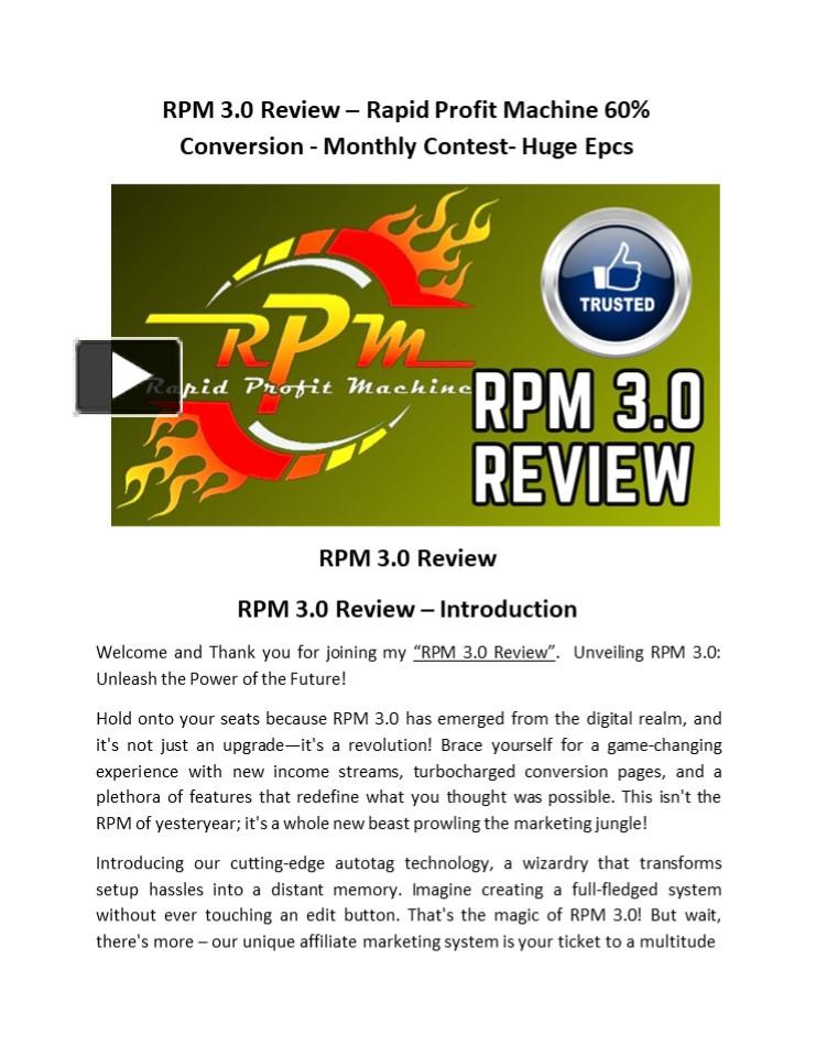 PPT – RPM 3.0 Review – Rapid Profit Machine 60% Conversion - Monthly ...