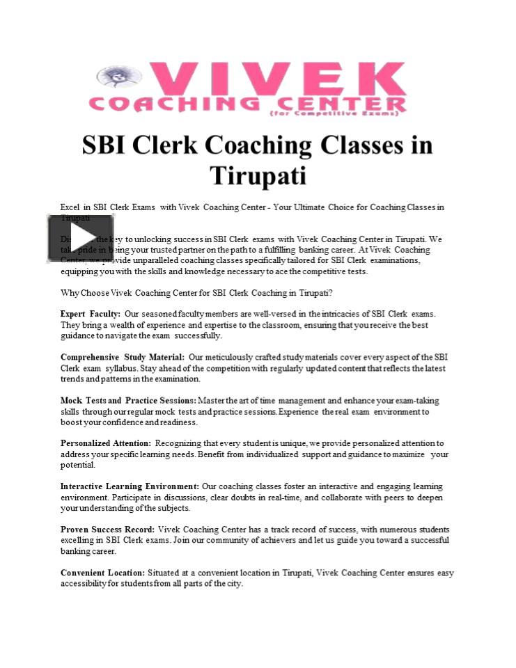 PPT – SBI Clerk Coaching PowerPoint presentation | free to download ...