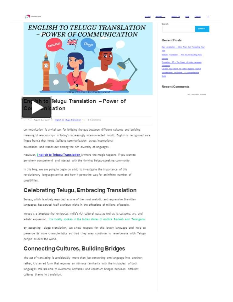 PPT – English to Telugu Translation – Power of Communication PowerPoint ...