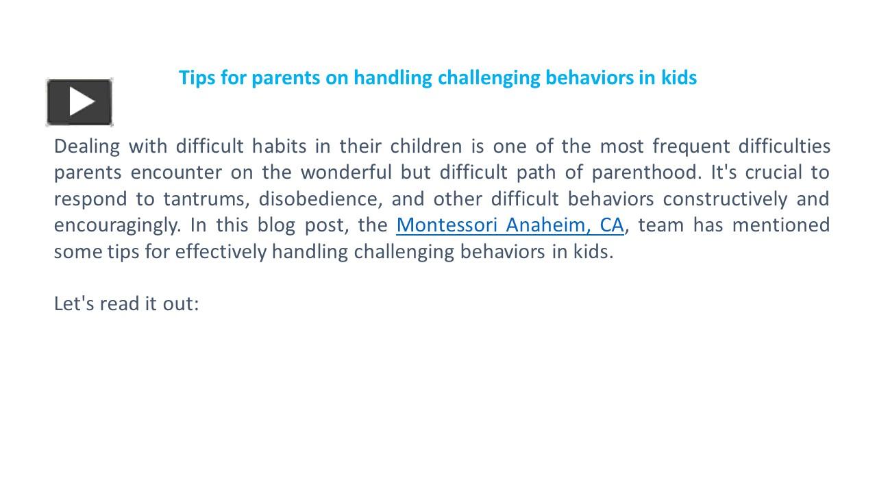 PPT – Tips for parents on handling challenging behaviors in kids ...