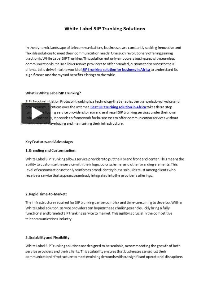 PPT – White Label SIP Trunking Solutions PowerPoint presentation | free ...