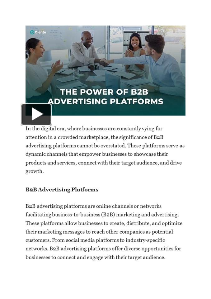 The Power of B2B Advertising Platforms presentation | free to download