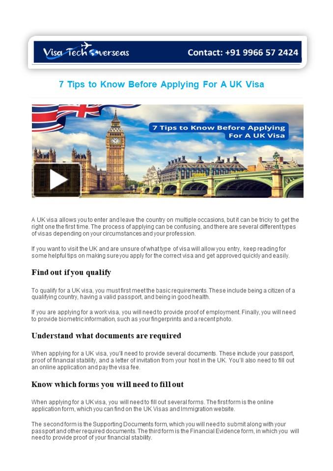 7 Tips to Know Before Applying For A UK Visa presentation | free to ...
