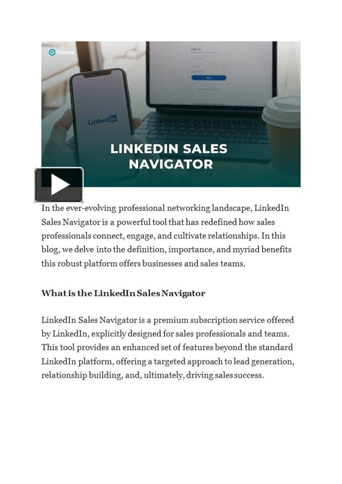 LinkedIn Sales Navigator presentation | free to download