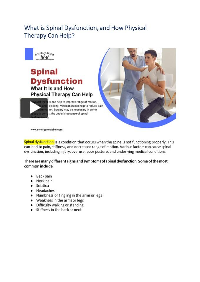 PPT – What is Spinal Dysfunction, and How Physical Therapy Can Help ...