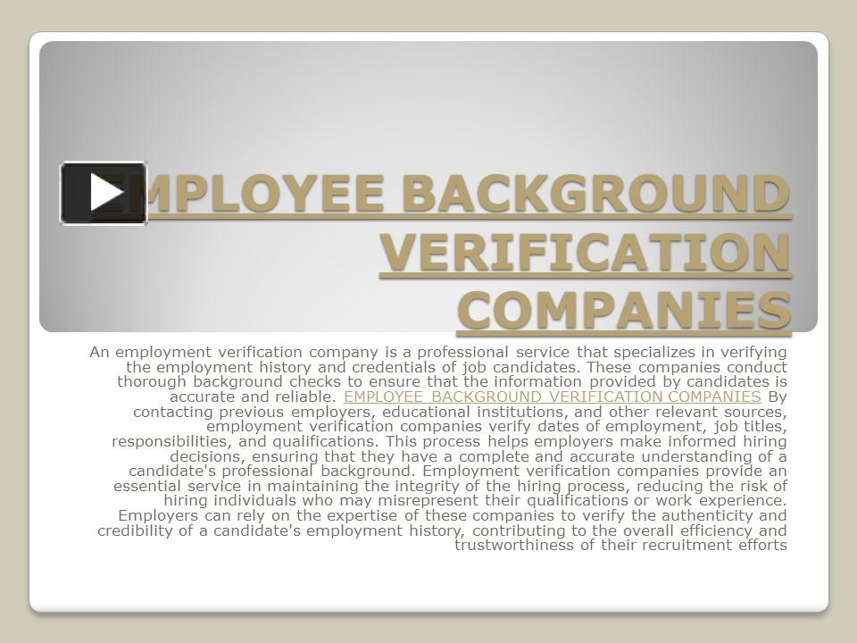 PPT – EMPLOYEE BACKGROUND VERIFICATION COMPANIE PowerPoint presentation ...