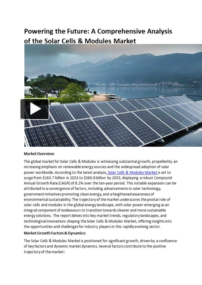 PPT – Powering the Future: A Comprehensive Analysis of the Solar Cells ...