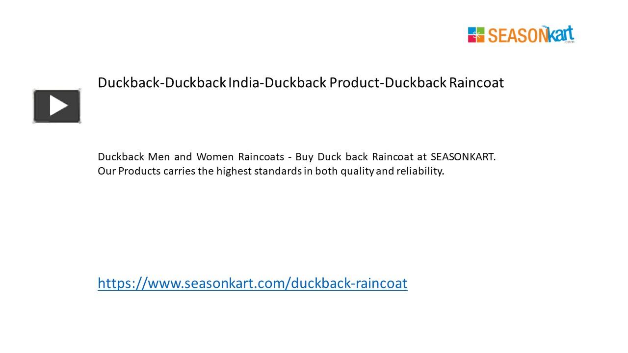 Duckback-Duckback India-Duckback Product-Duckback Raincoat presentation ...