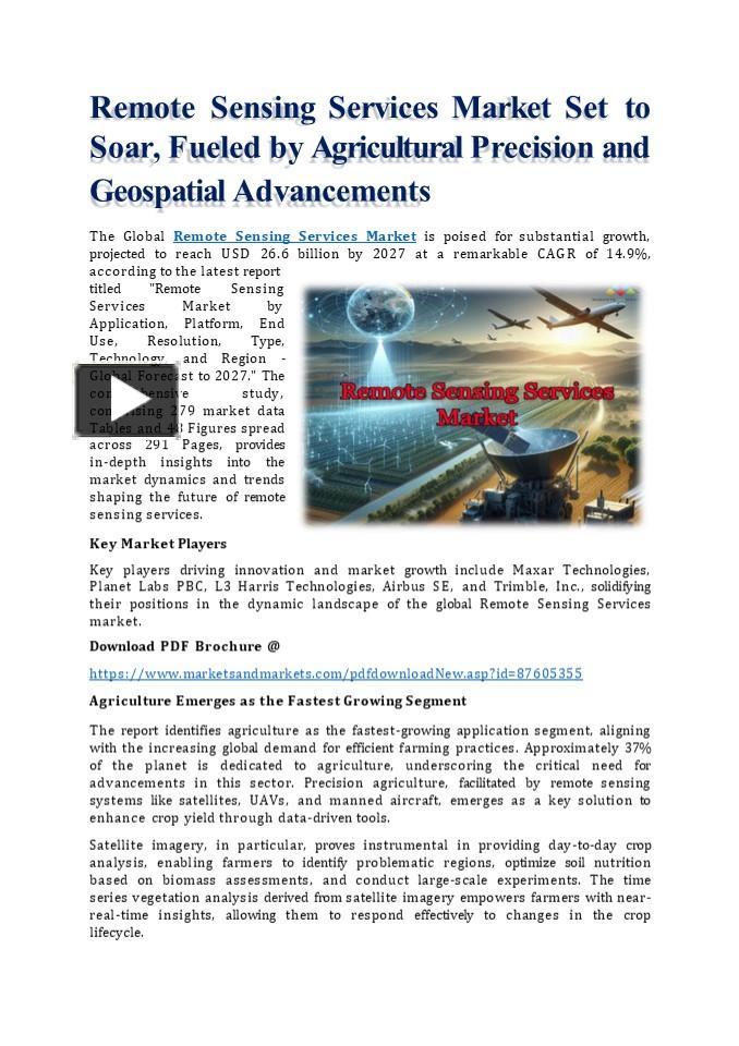 PPT – Remote Sensing Services Market Set to Soar, Fueled by ...