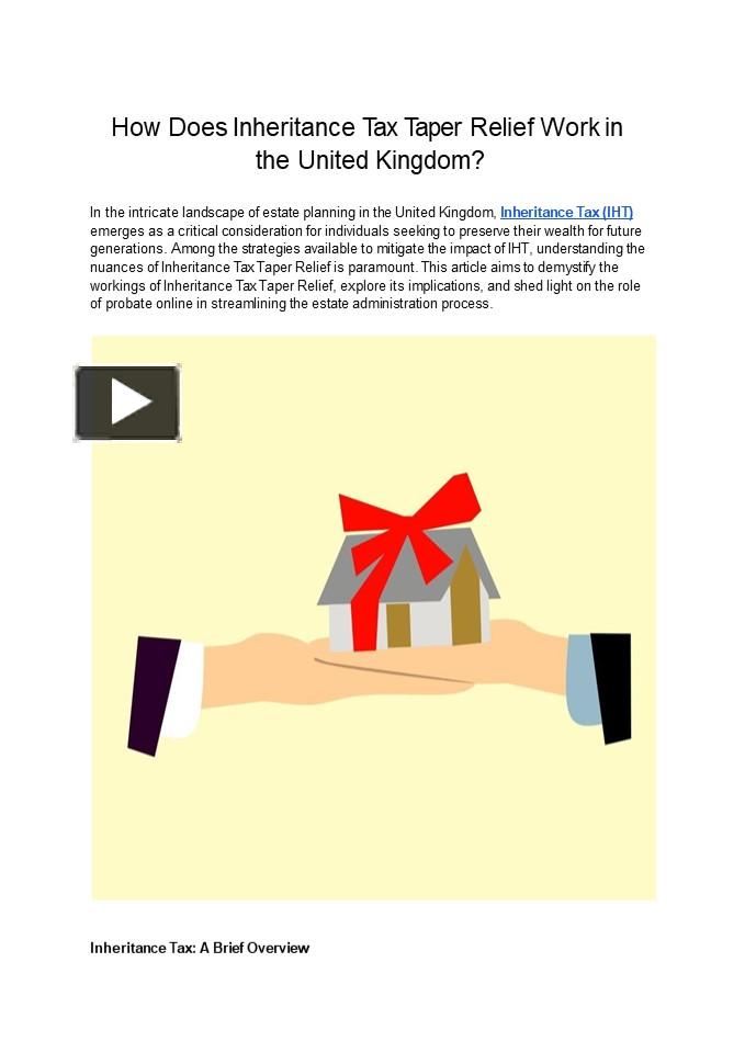 How Does Inheritance Tax Taper Relief Work in the United Kingdom ...