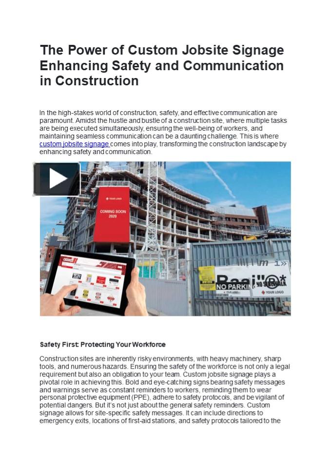 PPT – The Power of Custom Jobsite Signage: Enhancing Safety and ...