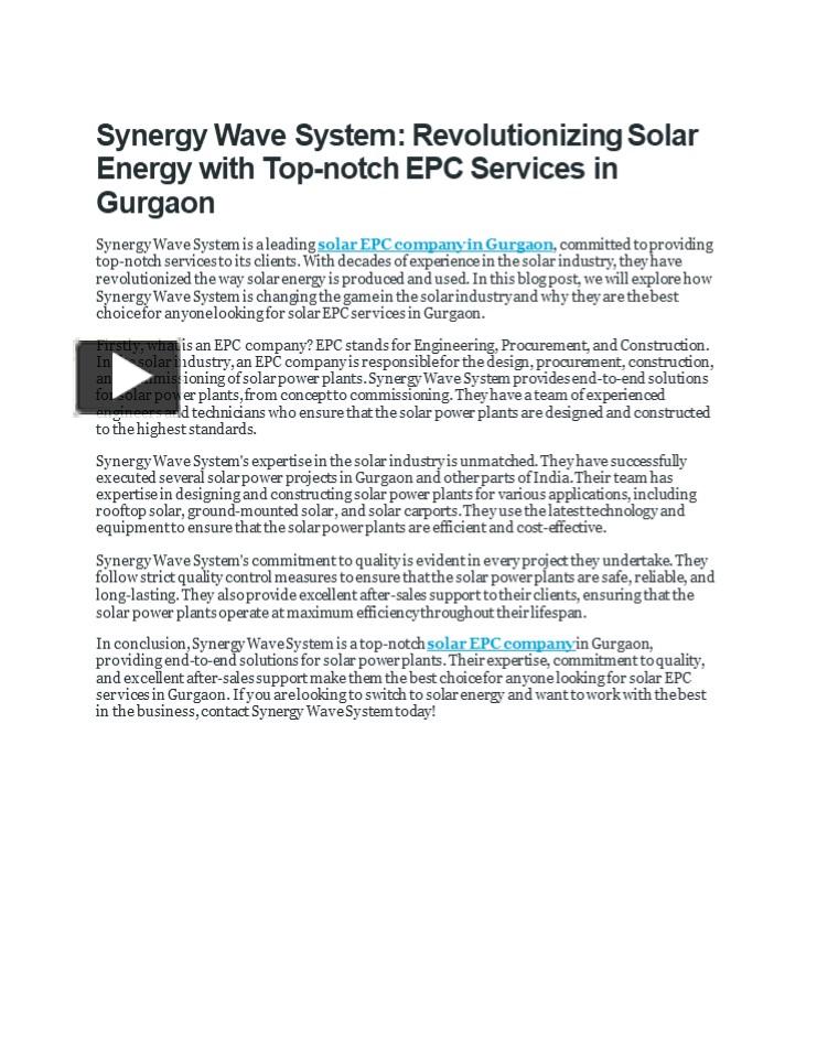PPT – Synergy Wave System: Revolutionizing Solar Energy with Top-notch ...