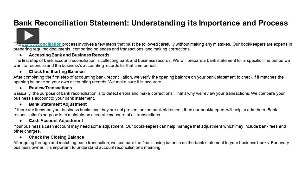 Bank Reconciliation Statement: Understanding its Importance and Process ...