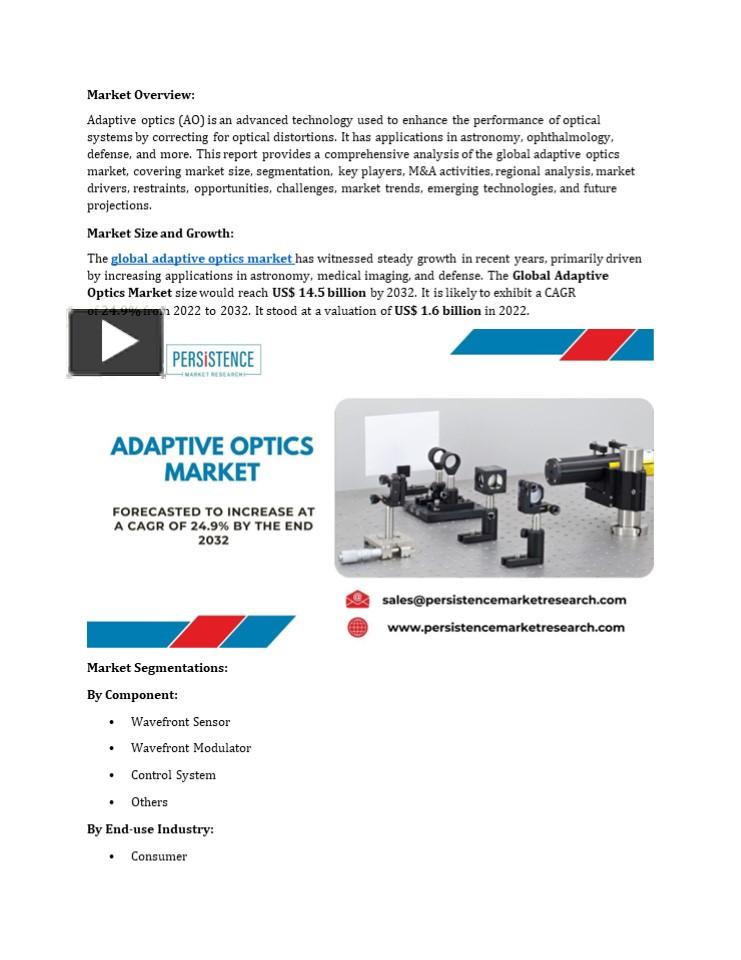 PPT – Adaptive Optics Market - increasing demand with Industry ...
