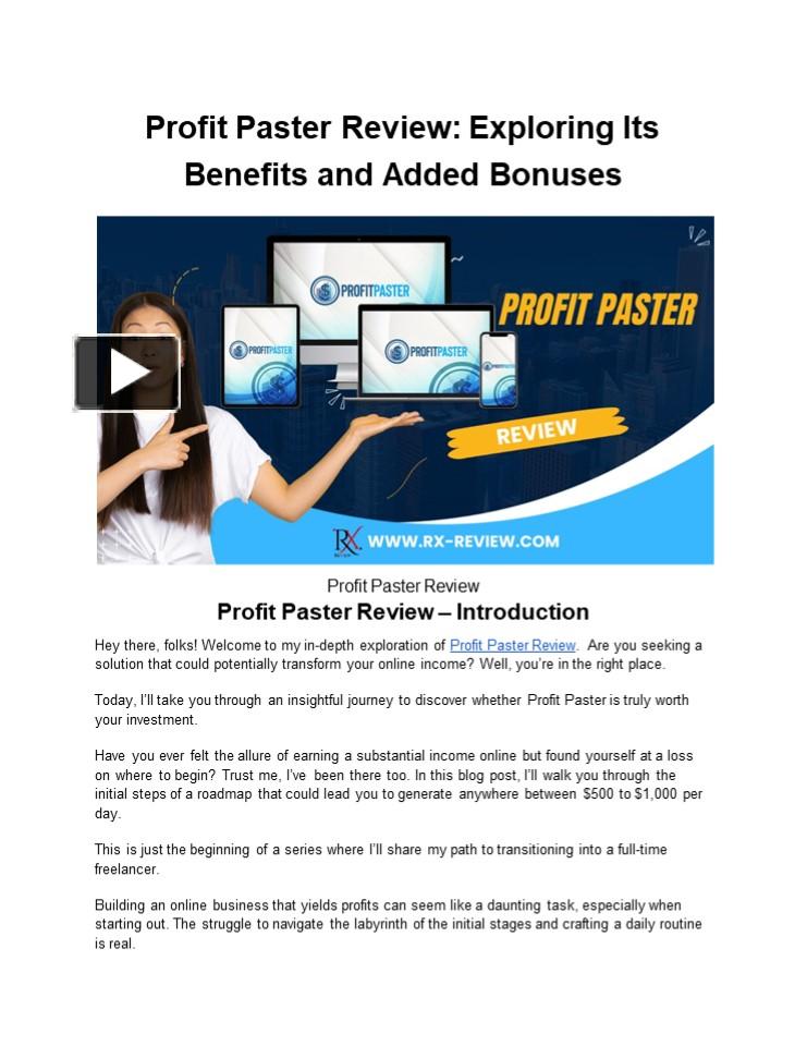 PPT – Profit Paster Review: Exploring Its Benefits and Added Bonuses ...