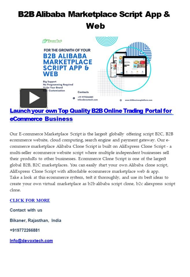 B2B Alibaba Marketplace Script App & Web presentation | free to download