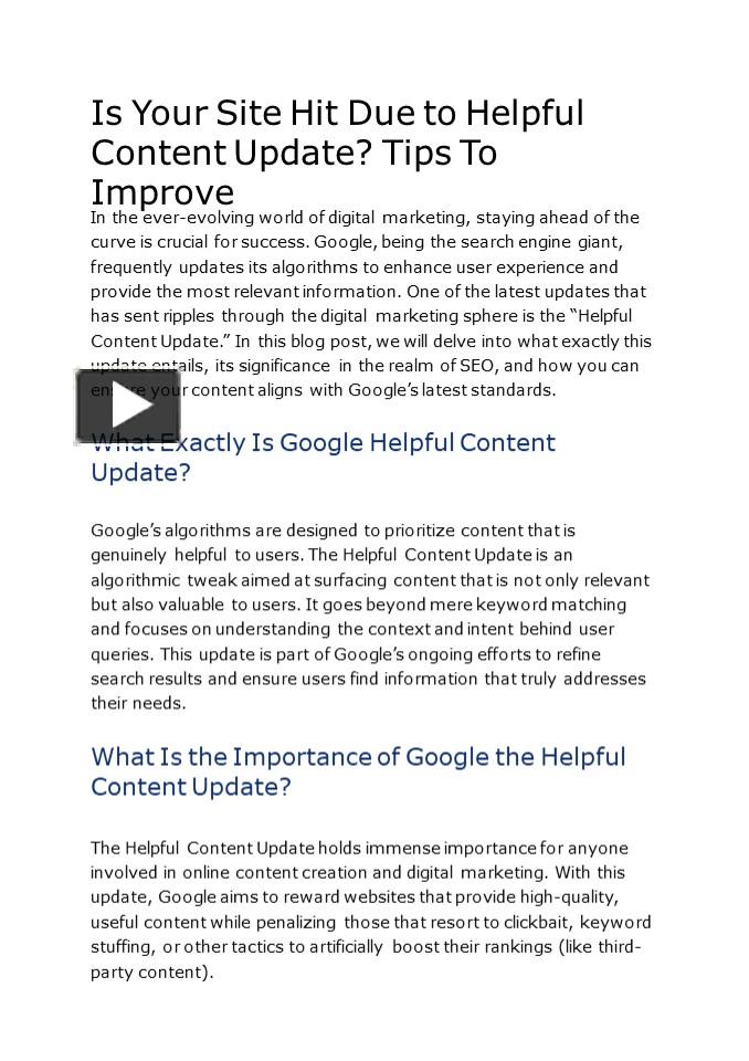 PPT – Is Your Site Hit Due to Helpful Content Update? Tips To Improve ...