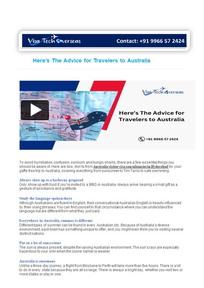 PPT – Here’s The Advice for Travelers to Australia PowerPoint ...