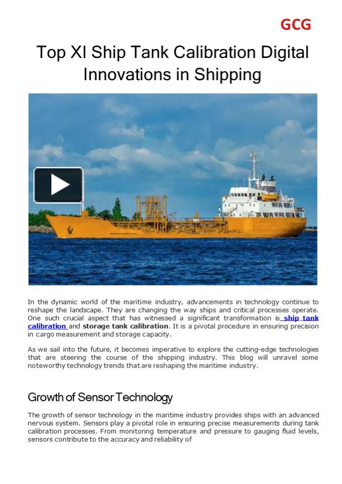 Top XI Ship Tank Calibration Digital Innovations in Shipping ...