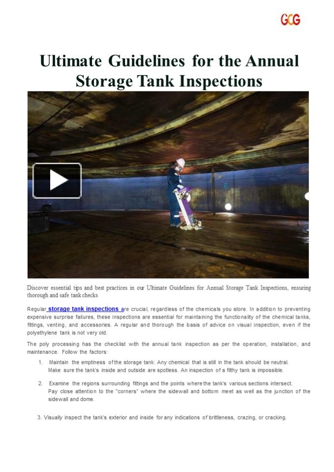 PPT – Ultimate Guidelines for the Annual Storage Tank Inspections ...
