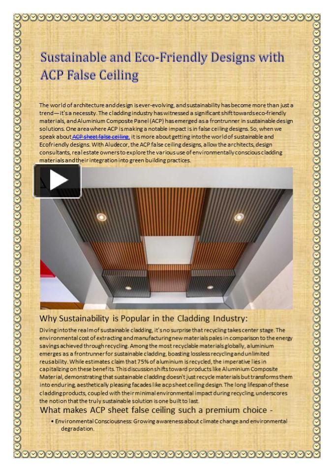 PPT – Sustainable and Eco-Friendly Designs with ACP False Ceiling ...