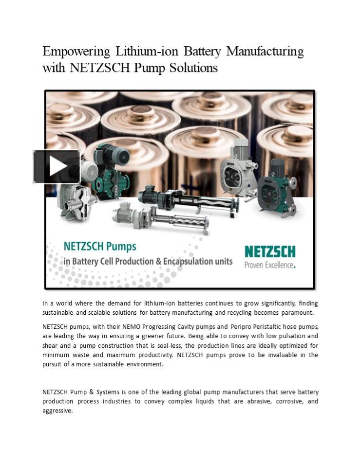 Empowering Lithium-ion Battery Manufacturing with NETZSCH Pump ...