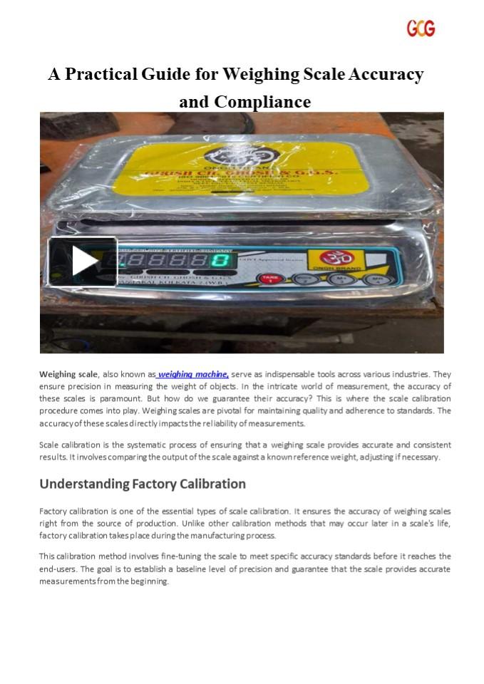 PPT – A Practical Guide for Weighing Scale Accuracy and Compliance ...