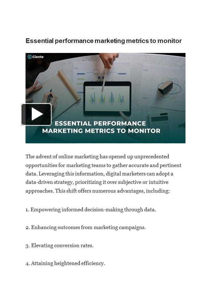 Essential performance marketing metrics to monitor presentation | free ...