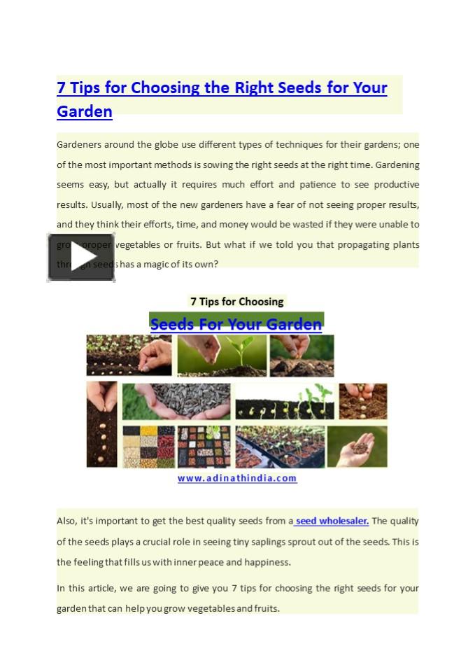 PPT – 7 Tips for Choosing the Right Seeds for Your Garden PowerPoint ...