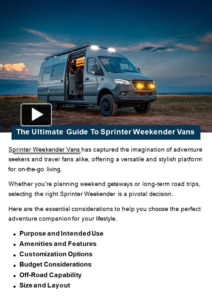 PPT – The Ultimate Guide To Sprinter Weekender Vans PowerPoint ...