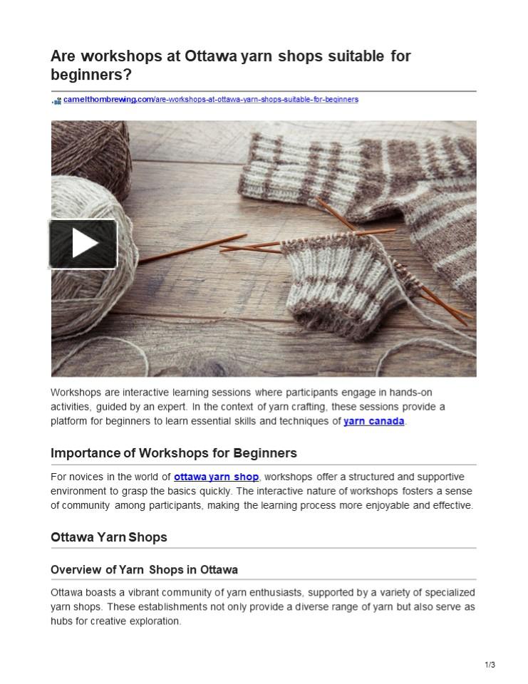 PPT – Yarn Workshops in Ottawa: Crafting Confidence for Beginners ...
