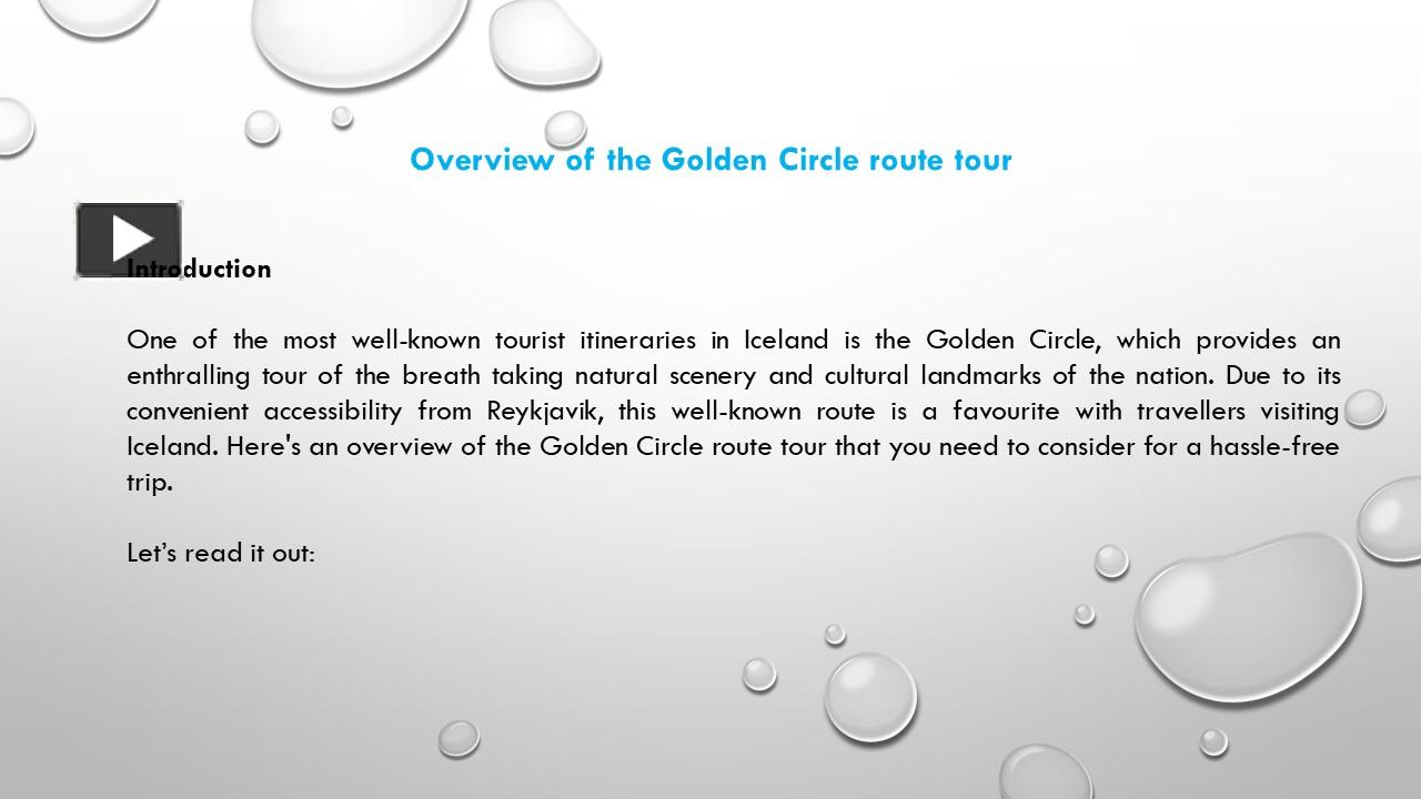 Overview of the Golden Circle route tour presentation | free to download