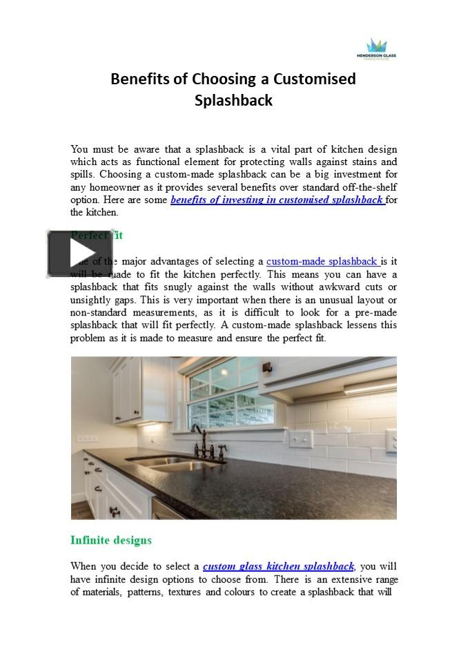 Benefits Of Choosing A Customised Splashback presentation | free to ...