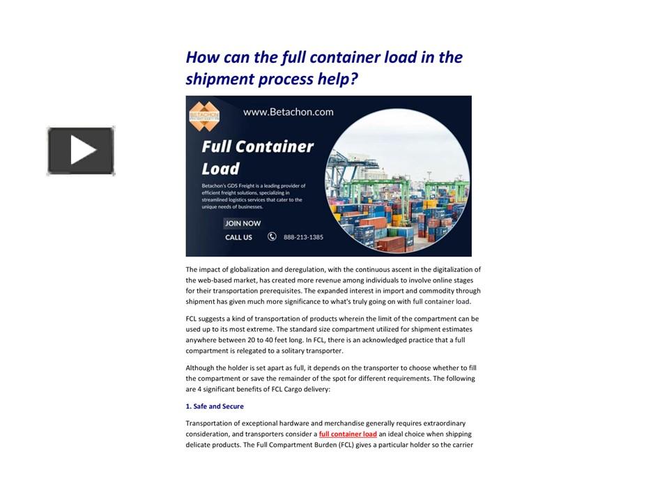 PPT – How can the full container load in the shipment process help ...