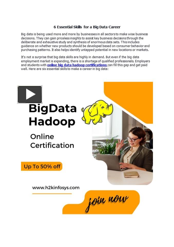 6 Essential Skills for a Big Data Career presentation | free to download