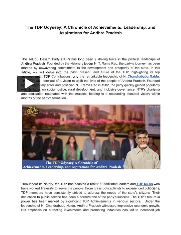 PPT – The TDP Odyssey: A Chronicle of Achievements, Leadership, and ...
