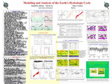 PPT – Modeling and Analysis of the Earths Hydrologic Cycle PowerPoint ...