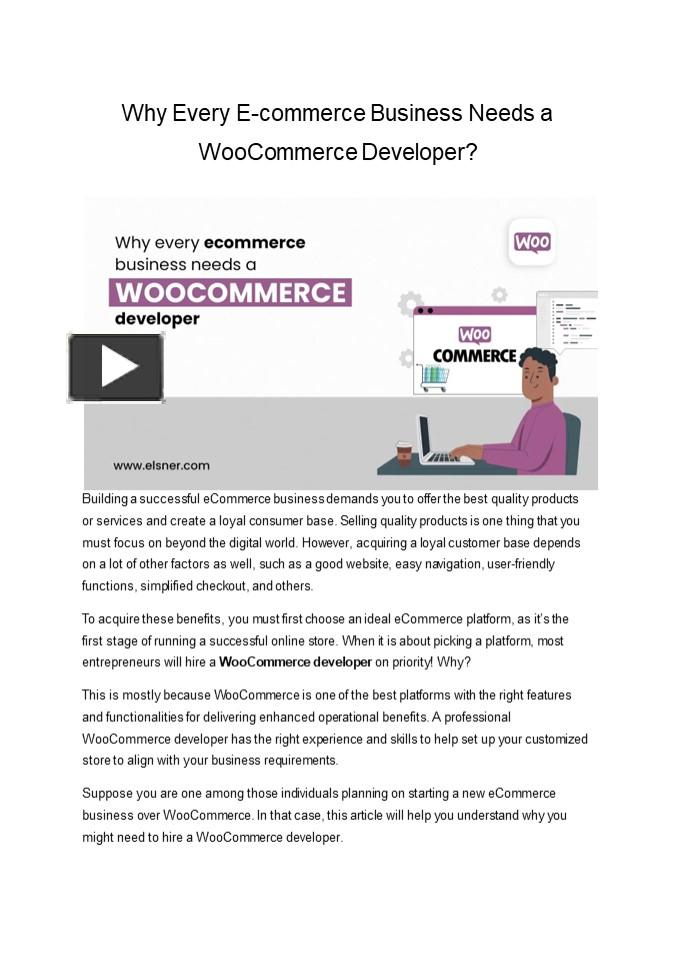 PPT – Why Every E-commerce Business Needs a WooCommerce Developer ...