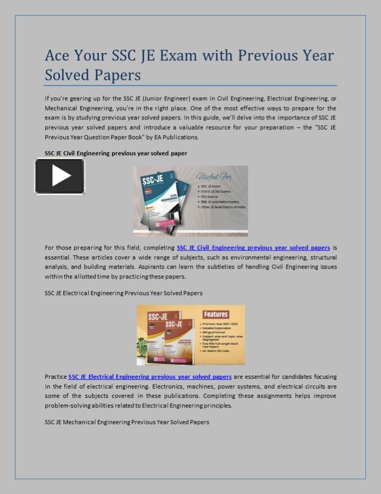 PPT – Ace Your SSC JE Exam with Previous Year Solved Papers PowerPoint ...