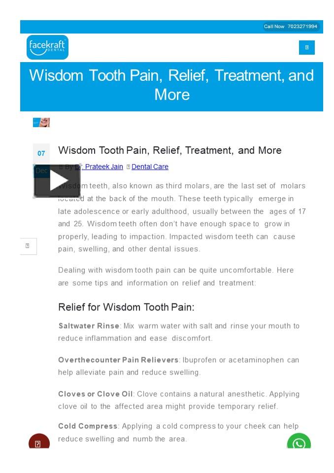 PPT – Wisdom Tooth Pain, Relief, Treatment, and More PowerPoint ...
