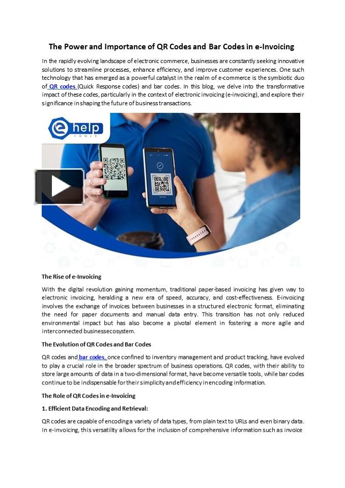 The Power and Importance of QR Codes and Bar Codes in e-Invoicing ...