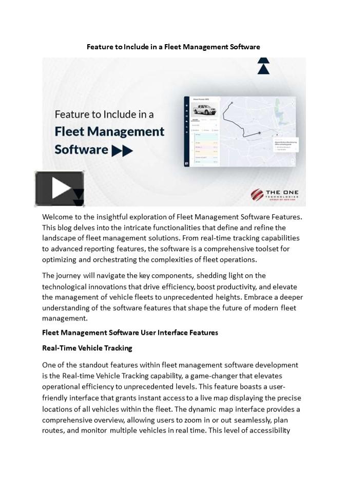Feature to Include in a Fleet Management Software presentation | free ...