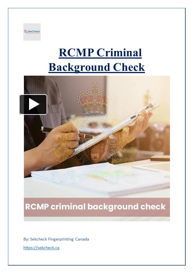 PPT – RCMP Criminal Background Check PowerPoint presentation | free to ...