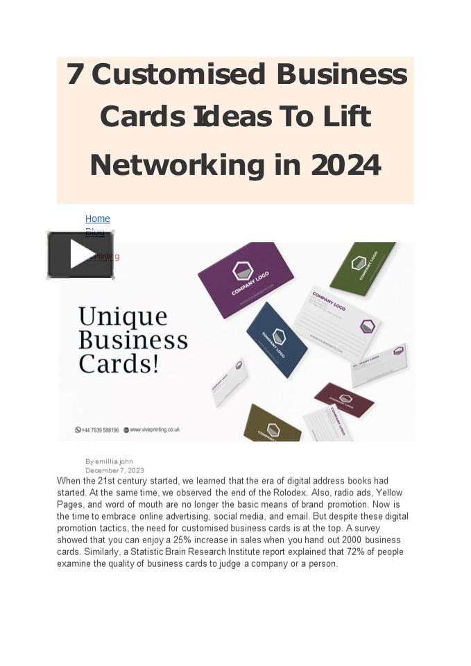 PPT – 7 Customised Business Cards Ideas To Lift Networking in 2024 ...