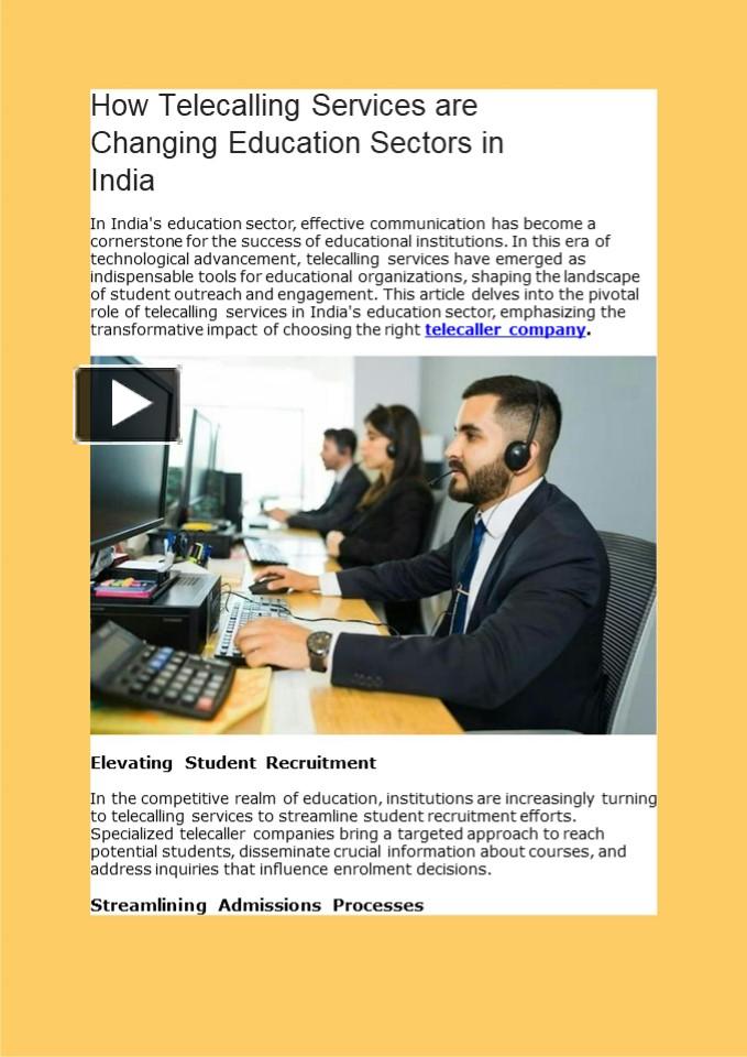 How Telecalling Services are Changing Education Sectors in India ...
