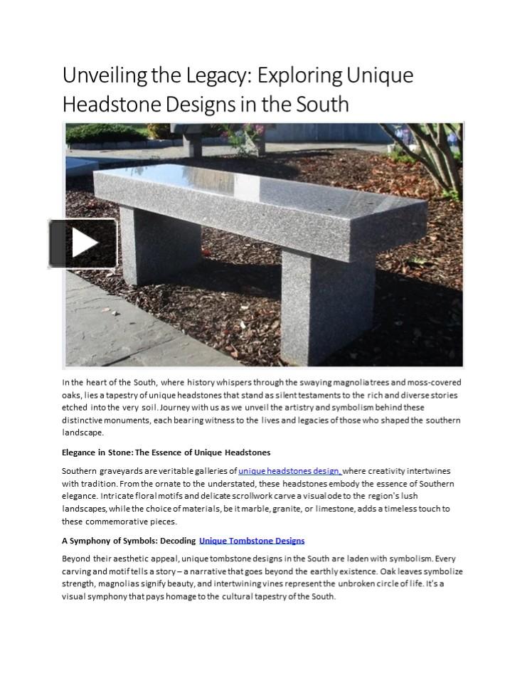 Unveiling the Legacy: Exploring Unique Headstone Designs in the South ...