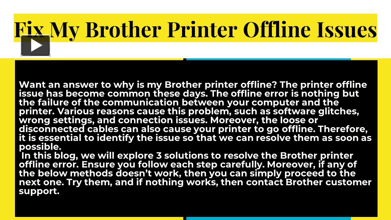 PPT – Fix My Brother Printer Offline Issue PowerPoint presentation ...