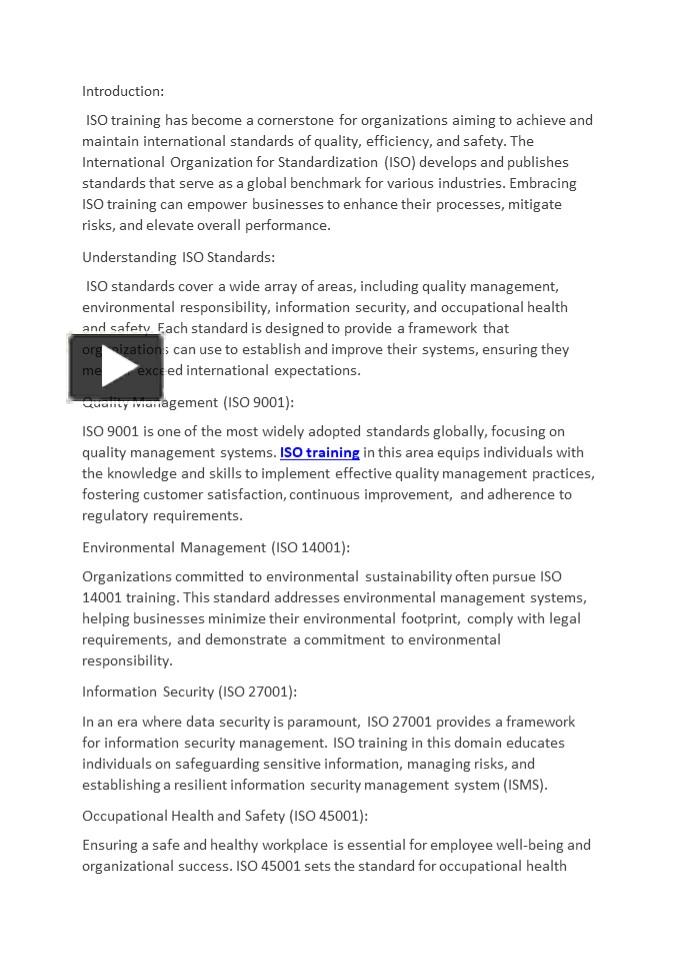 ISO Training presentation | free to download