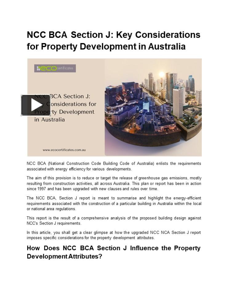 PPT – NCC BCA Section J: Key Considerations for Property Development in ...