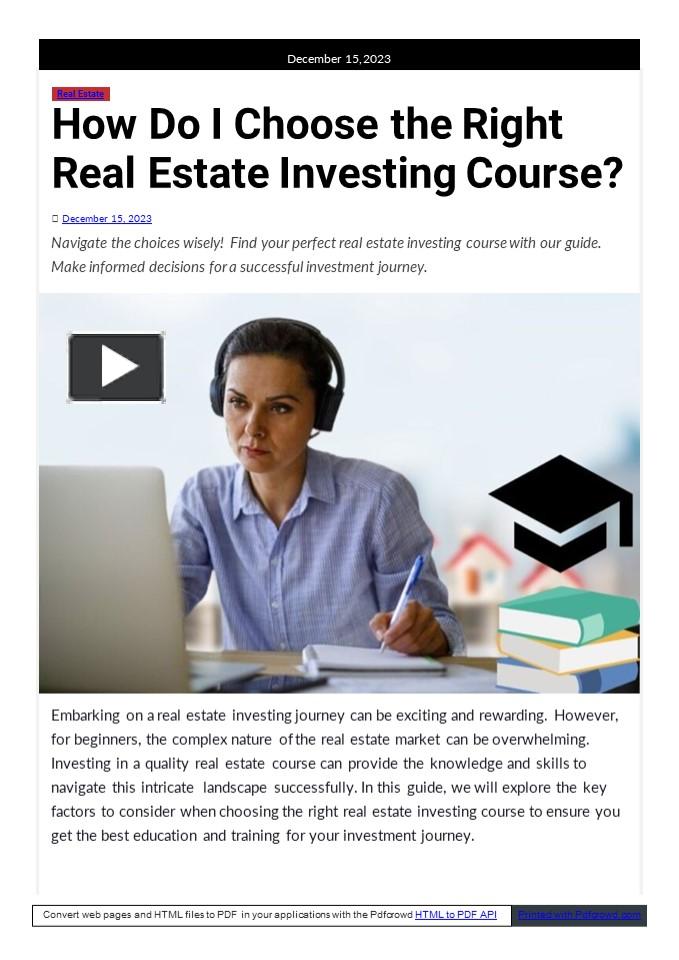PPT – Choose the Right Real Estate Investing Course PowerPoint ...